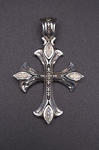 NightRider Sterling Silver Red Tip Renaissance Moissanite Cross Pendant ...