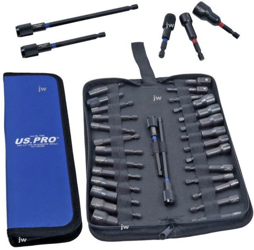 29pc Magnetic Impact Nut Driver Socket Set Metric & SAE Sizes 1/4" Hex ...