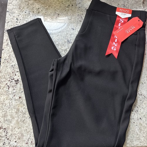 Maze Collection Womens Black Leggings Back Pockets Stretch Pants Sz ...
