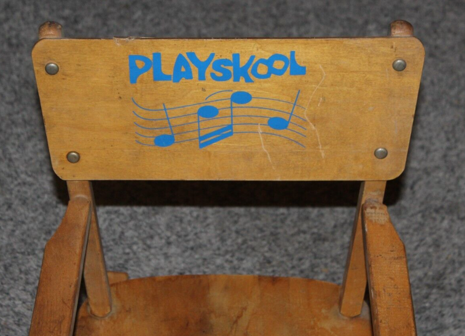 Vintage " PLAYSKOOL " Wood Seat Child Rocking Chair with Music Box | eBay