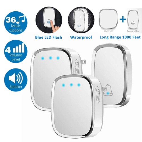 Wireless Doorbell Chime Waterproof Plug-In Receiver Remote Door Bell ...