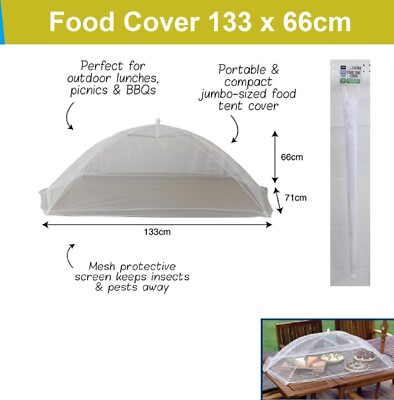 3 x 130cm x 66cm Mesh Food Umbrella Food Cover Foldable Lace Net Insect ...