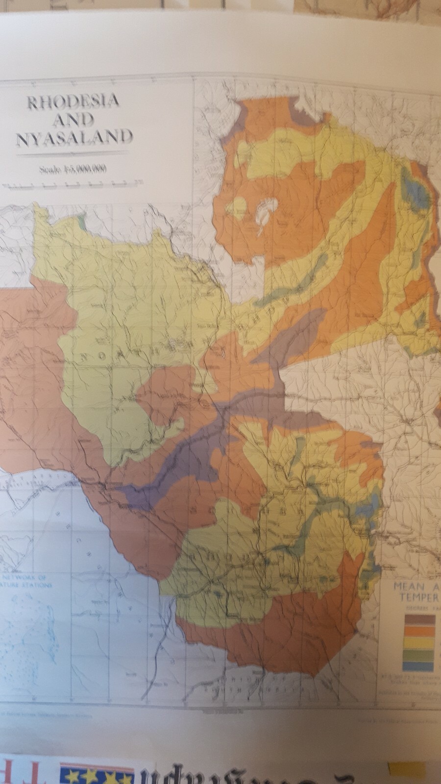Vintage Map 1957 Rhodesia Nyasaland mean temp Salisbury Lusaka ...