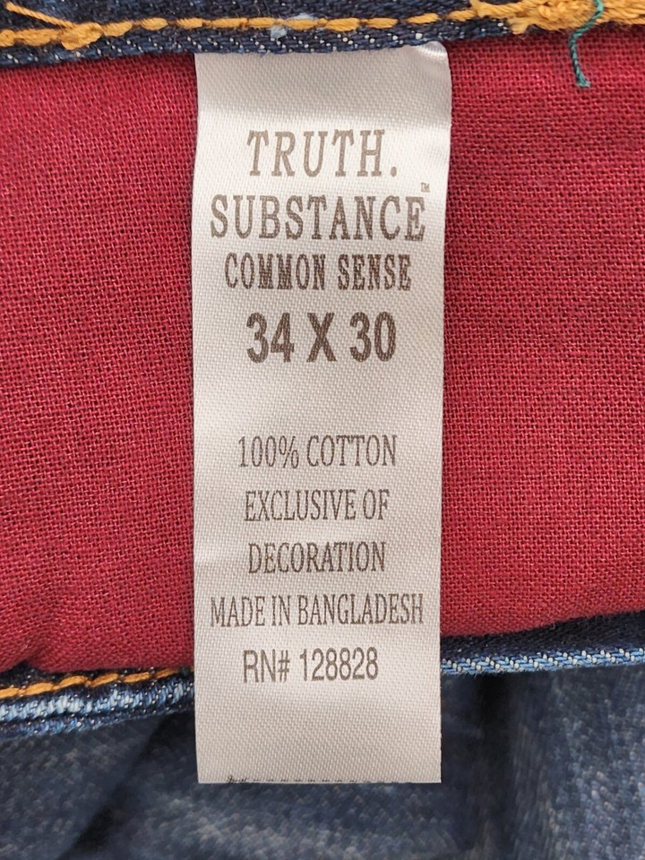 NWT Truth Justice Common Sense Distressed Straight Leg 34x30 Mens Jeans ...