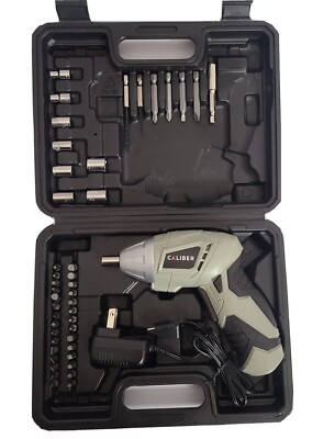 Caliber 4.8-V Cordless Screwdriver Drill W/ Toolbox-8 Sockets-32 Bits ...