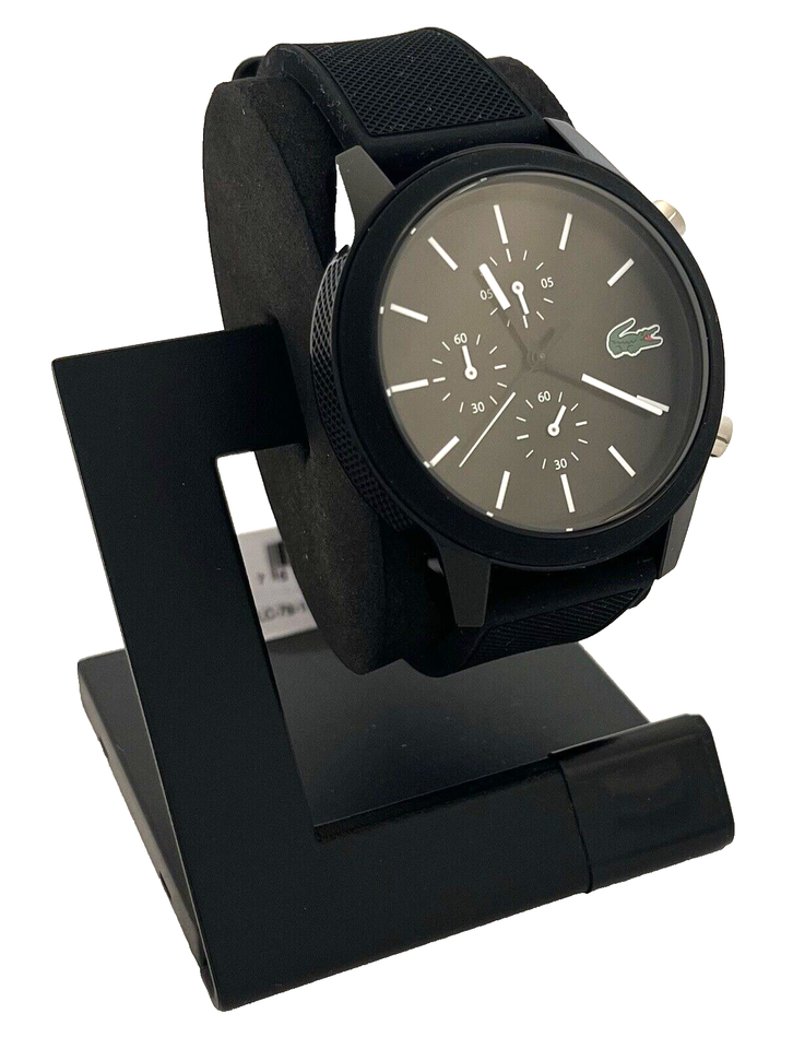LACOSTE 12.12 CHRONOGRAPH BLACK WATCH WITH BLACK SILICON BAND 2010972 ...