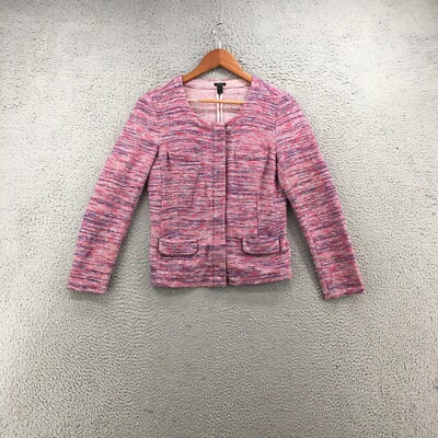 J Crew Poppy Jacket Womens S Pink Purple Micro Tweed Long Sleeve Blazer ...