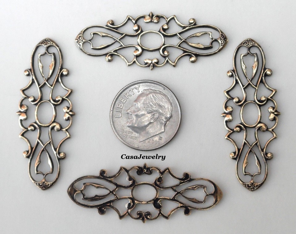 #3498 ANTIQUED GOLD OPEN SCROLL CELTIC COMPONENT - 4 Pc Lot | eBay