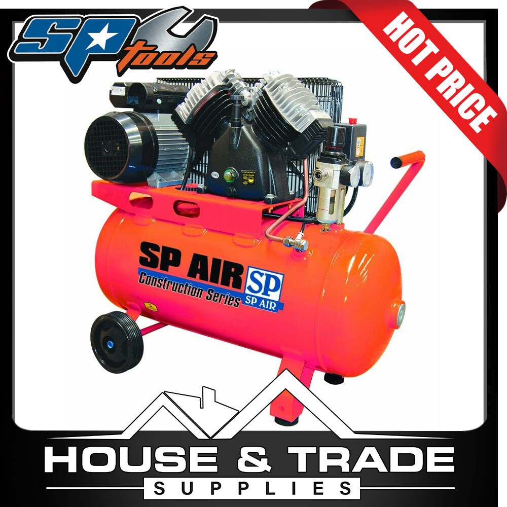 SP Tools Air Compressor 2.2hp 50Lt Belt Drive Cast Iron V Twin Portable ...