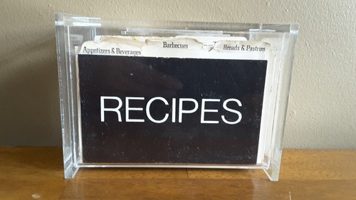 Vintage Recipe Box, Clear Plastic With Handwritten & Newspaper Recipes ...