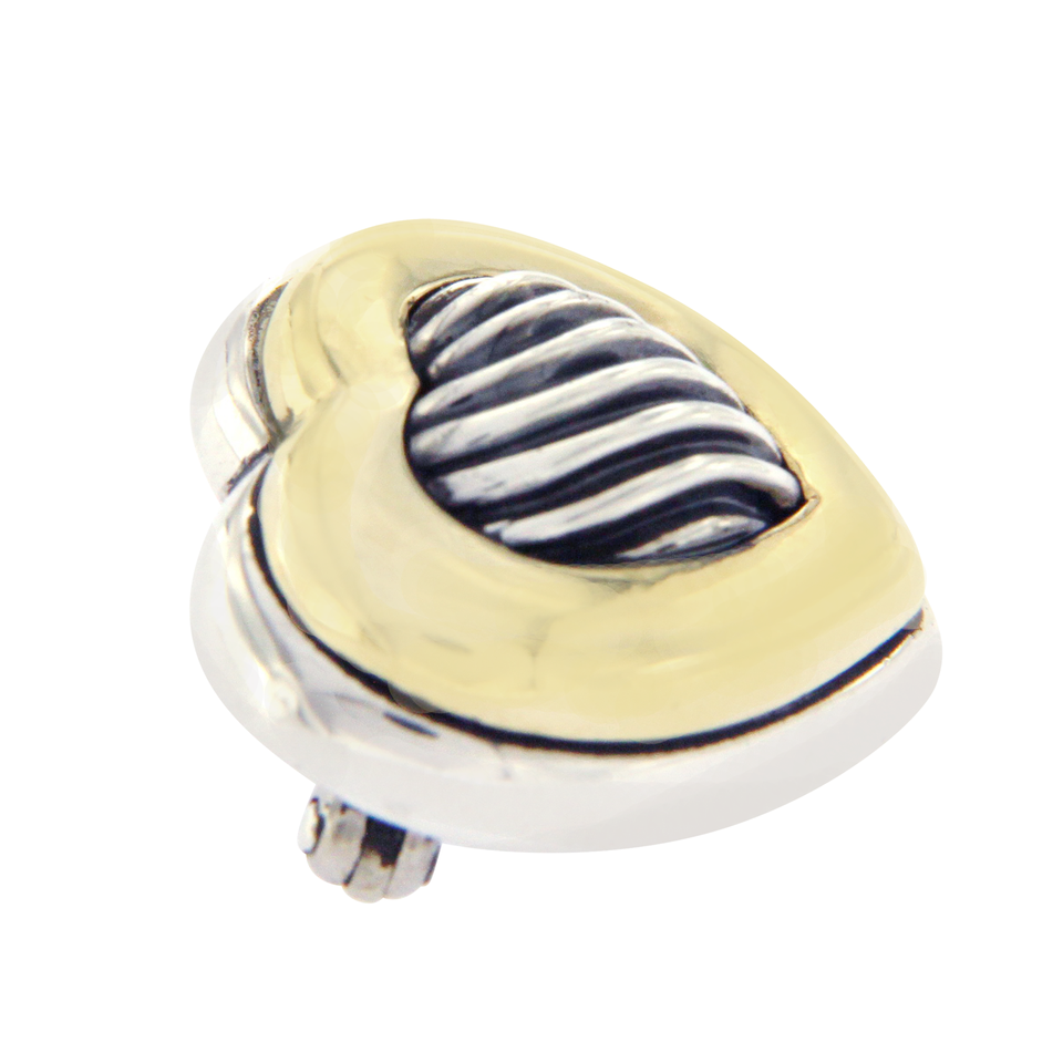 Auth David Yurman 18K Yellow Gold & Sterling Silver Heart Pin Brooch ...