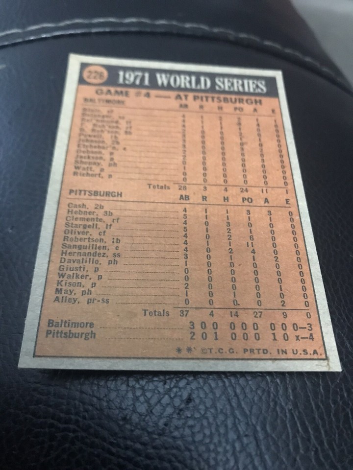 1972 Topps #226 1971 World Series Game No. 4 - Roberto Clemente ...