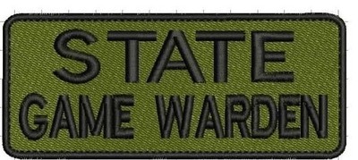"State Game Warden" embroidery patch 2x5 hook OD green and black | eBay