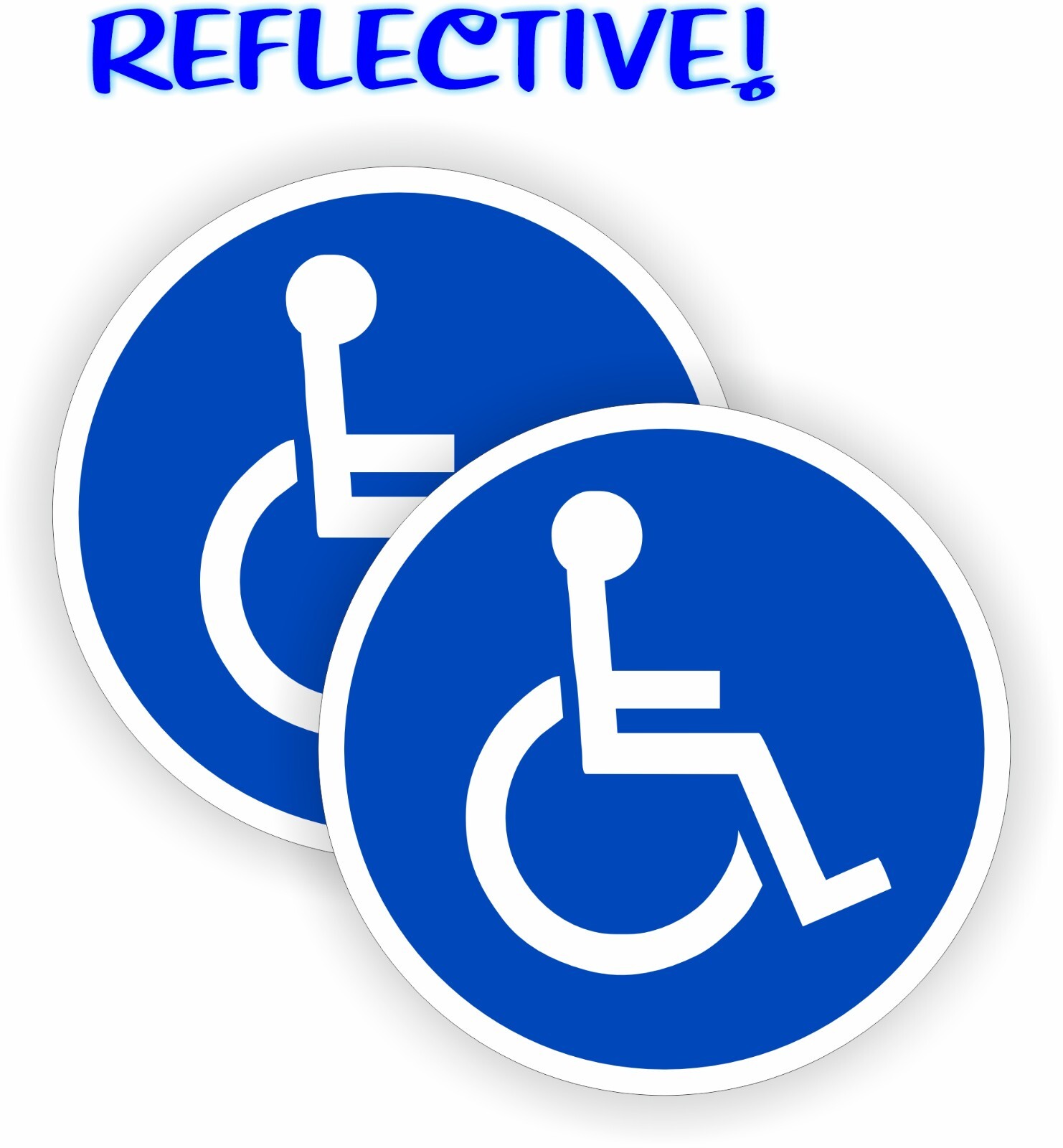 pair - REFLECTIVE Handicap Symbol Vinyl Stickers Decals Handicapped ...