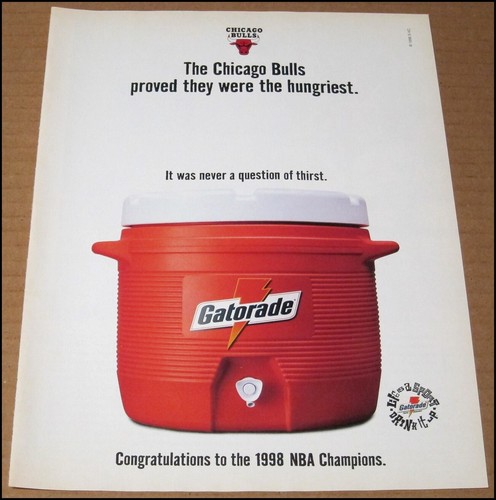 1998 Gatorade Congratulates Chicago Bulls NBA Champions Print Ad ...