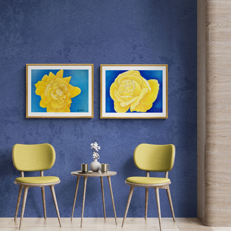 Yellow Rose Wall Art Home Decor Poster Prints 1996 - Set of 2 - Artist ...
