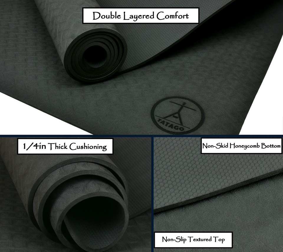 Tatago Large Yoga Mat Thick & Long for Home Workout. 84x30 (1/4 ...