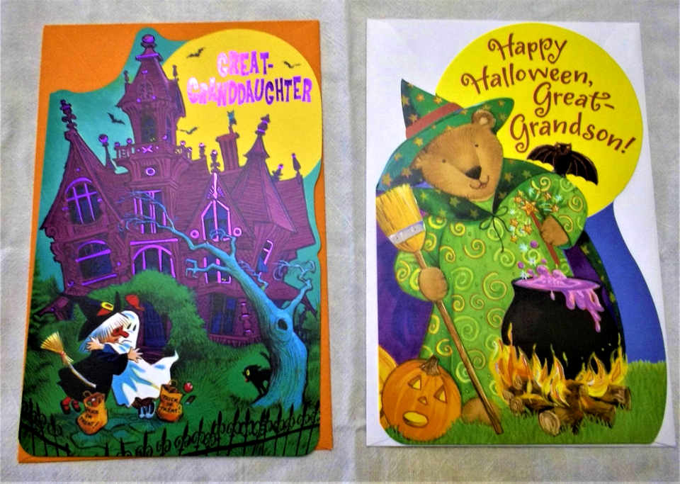 ADORABLE GREAT GRANDSON & GREAT GRANDDAUGHTER HALLOWEEN CARDS AMERICAN ...