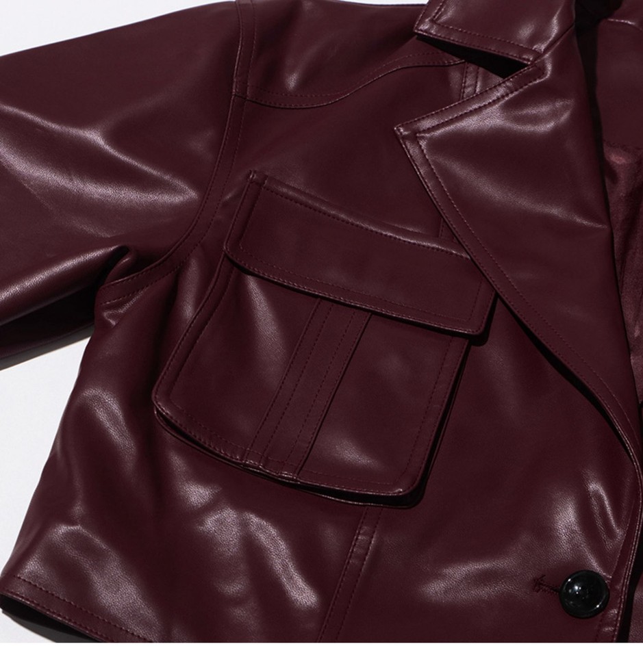 Retro American Style Womens PU Leather Cropped Short Coat Jacket Lapel ...
