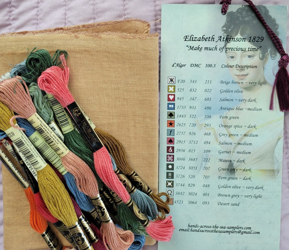 Hands Across the Sea--Elizabeth Atkinson 1829 Kit--Chart/Linen/Threads ...