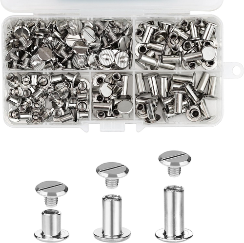 75 Sets Silvery Chicago Screws Assorted Kit 1/4 3/8 1/2 Inches Screw ...