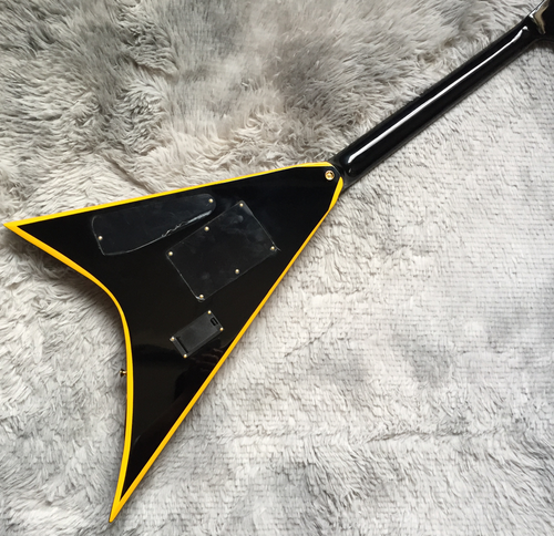Electric Guitar Black Color 24 Frets Yellow Binding FR Bridge Gold ...