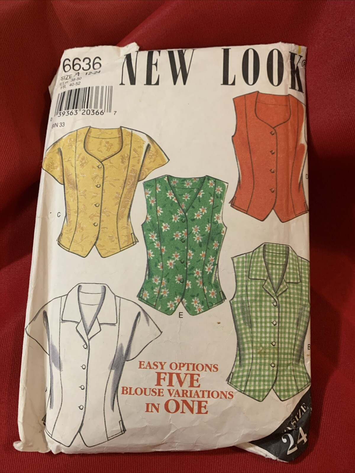 New Look 6636 Five Easy Blouse Variations In 1 Size 12-24 Cut Pattern ...