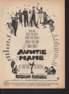 1959 AUNITE MAME ROSALIND RUSSELL TUCKER CLARK BROWNE ACT MOVIE FILM AD ...