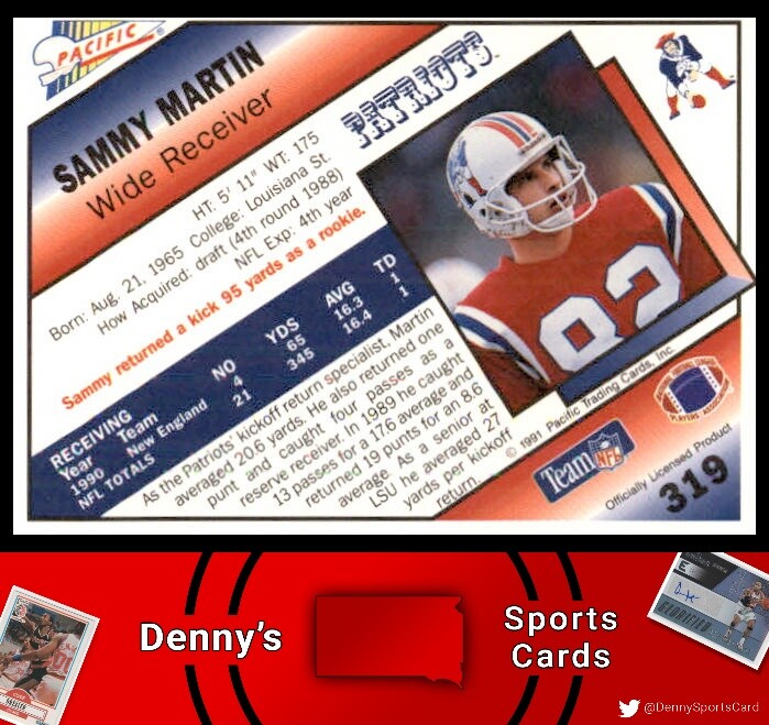 1991 Pacific #319 Sammy Martin New England Patriots Football Card | eBay