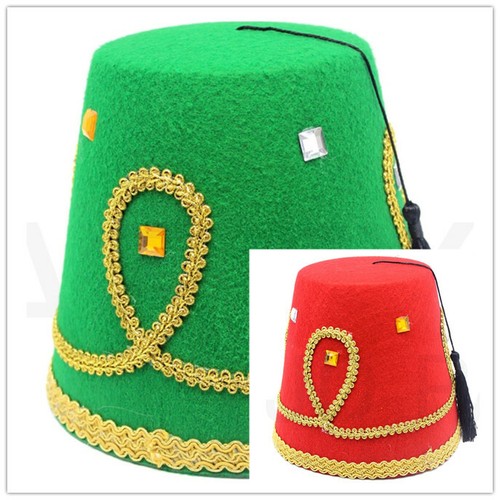 New Red Green Fez Aladdin Apu Hat Turkist Hat Costume Accessaries Fancy ...