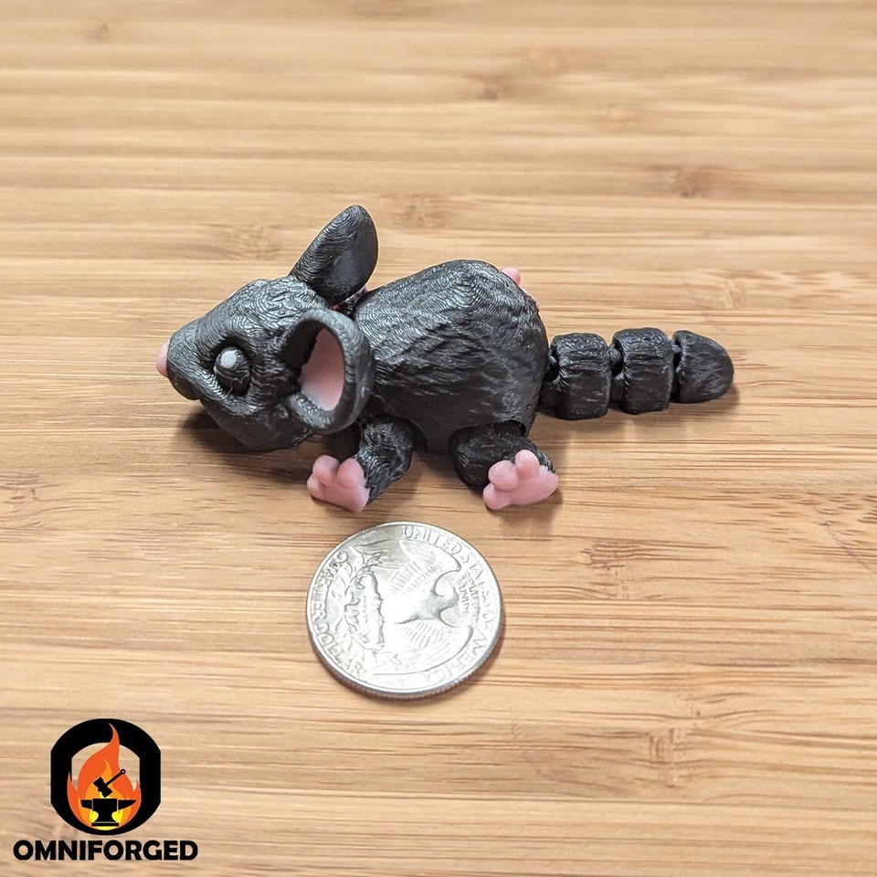 Black Mouse Flexi Fidget Articulated Animal Fun Toy Gift for Kids ...