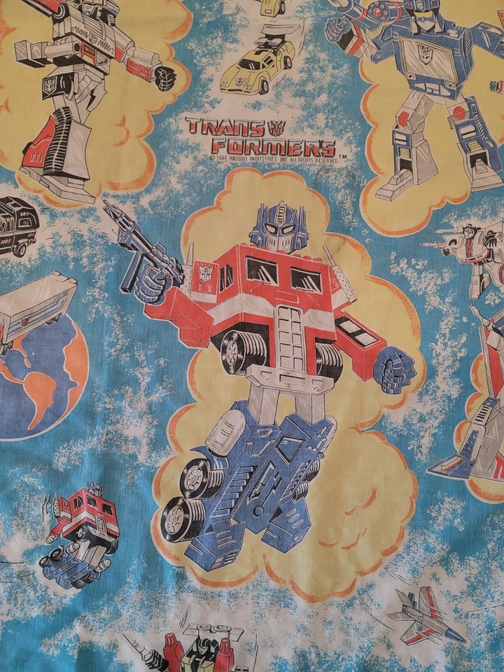 Vintage 1984 Hasbro Transformers Full Bed Flat Sheet Optimus Prime ...