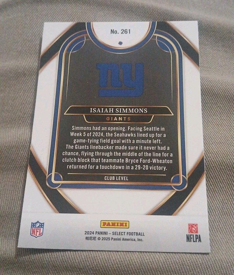 2024 Panini Select - Club Level Isaiah Simmons #261 Silver Prizm | eBay