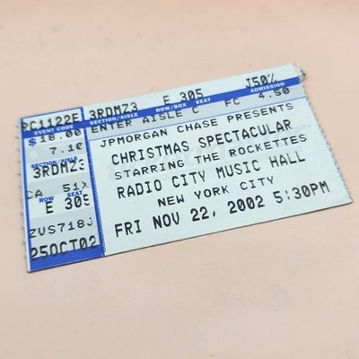 Vintage Rockettes Ticket 2002, Radio City Music Hall Christmas ...