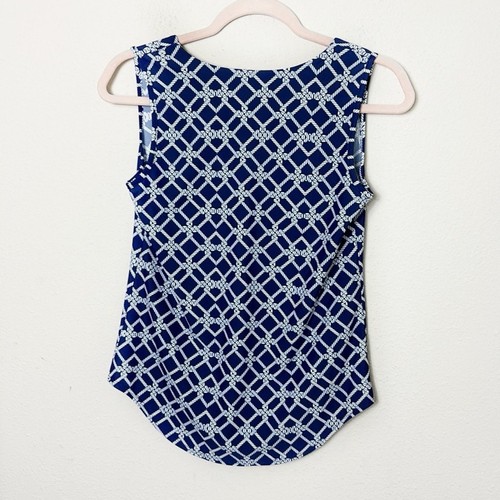 NWT Jude Connally Top Blue White Rope Tank Nautical Sleeveless Blouse V ...