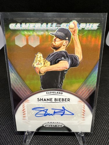 2019 Panini Prizm Game Ball Graphs Shane Bieber Auto Cleveland Indians ...