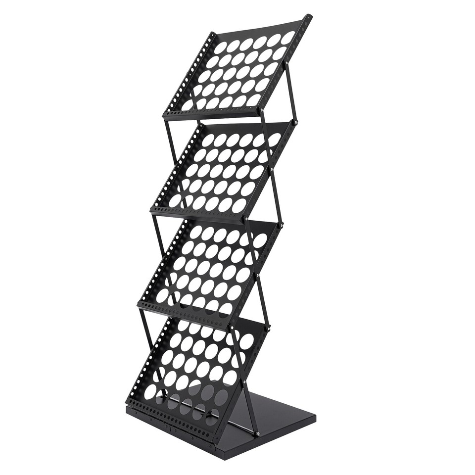 4 Tiers A3 Brochure Holder Literature Display Rack Portable Black ...