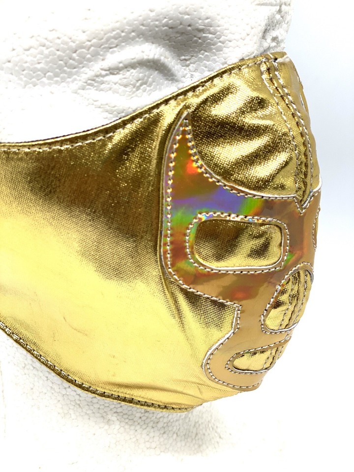 Gold Lucha Libre Face Mask Ramses Luchador Nacho Libre Wrestling Silver ...