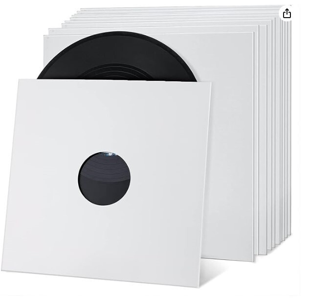 100 12" Paper Record Album Inner Sleeves 33 1/3 RPM w/center hole ...