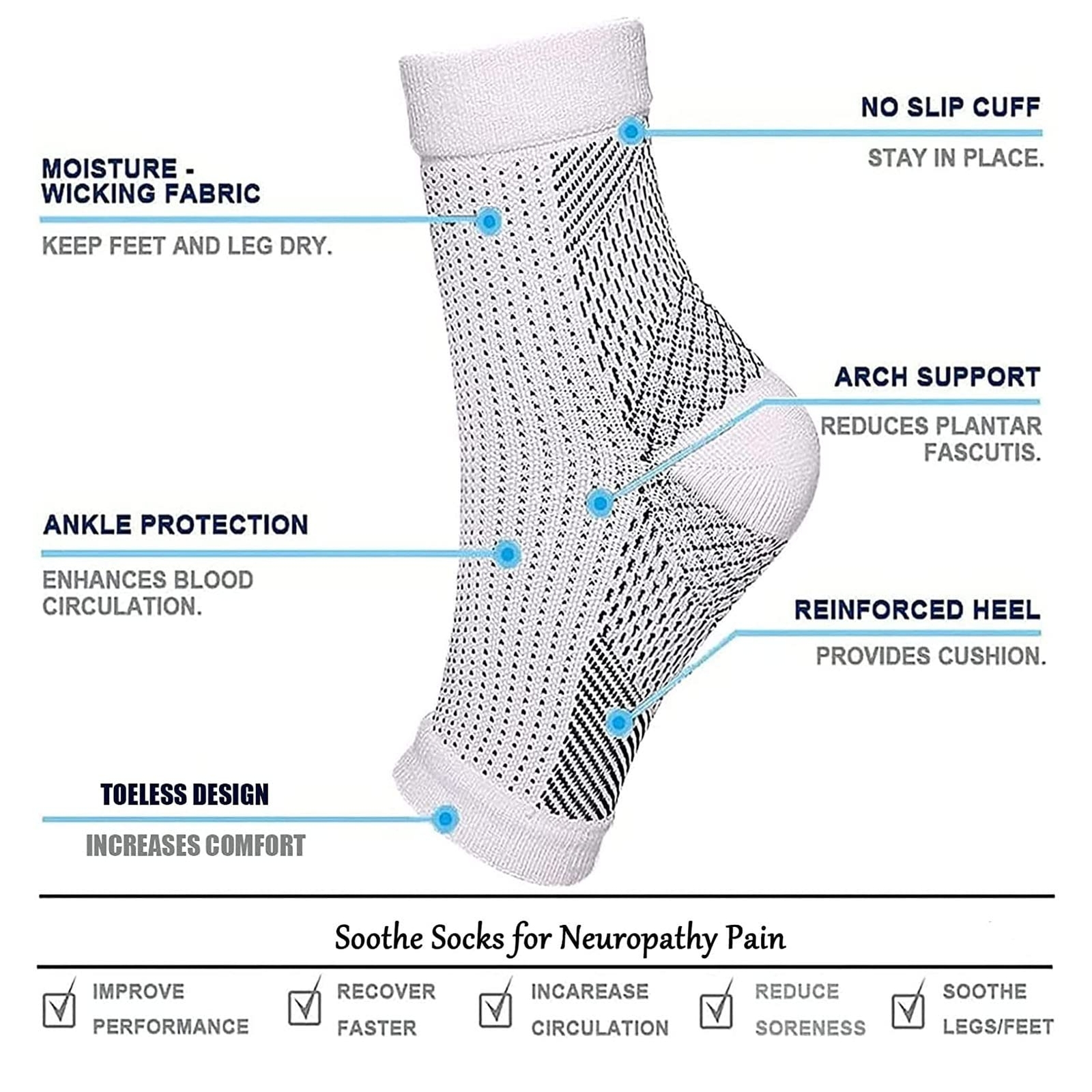 Neuropathy Socks for Women and Men 3Pairs Soothe Relief Socks for ...