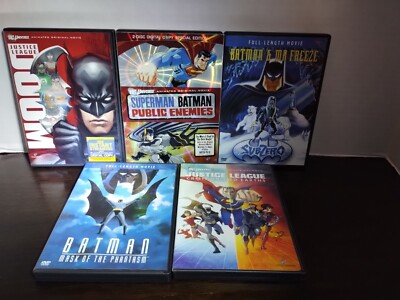 DC Comics DVD's Superman And Batman Set Of 5 Animated Action Fantasy ...