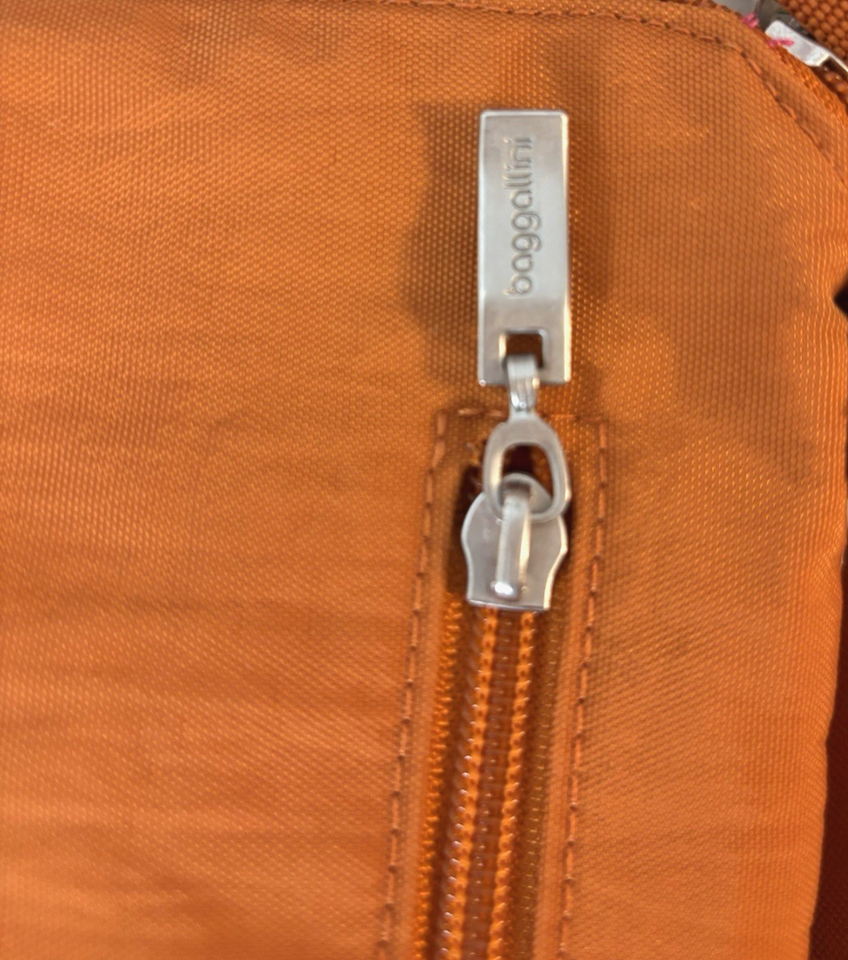 Baggallini Orange Nylon Crossbody Bag Purse Pink Lining 9" Square | eBay