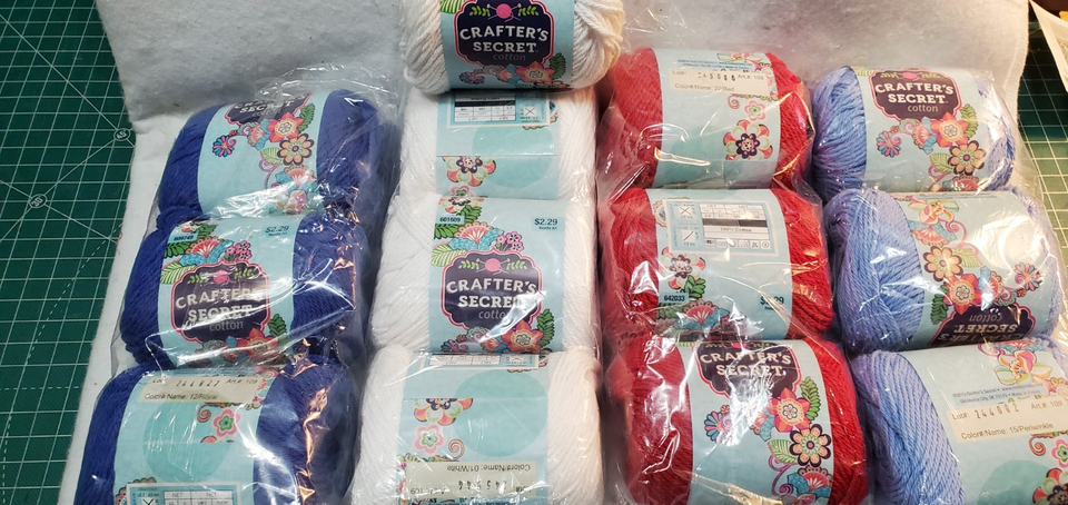 Crafter's Secret Lot of 13 Cotton Yarn White/Royal/Periwinkle/Red | eBay