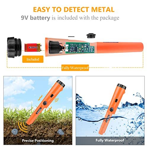Metal Detector Pinpointer Fully Waterproof Handheld Pin Pointer Wand ...