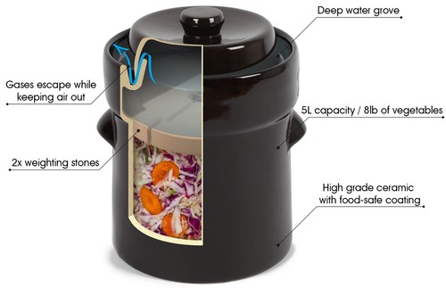 2L Kenley Fermentation Crock Jar Fermenting Pickling Sauerkraut Pot ...