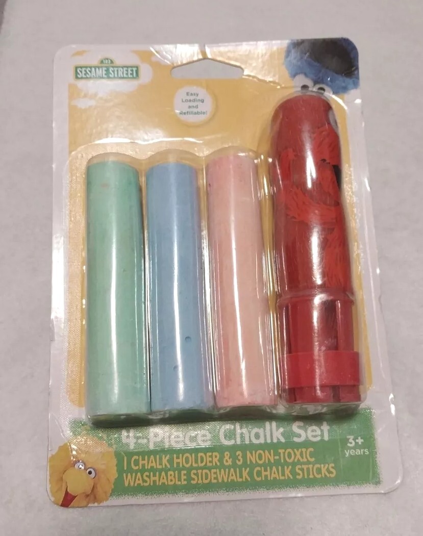 Sesame Street Elmo 4 (Four) Piece Sidewalk Chalk Set Washable Chalk | eBay