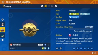 Shiny Forretress 6IVs Tera Type: Water Pokémon Scarlet and Violet | eBay