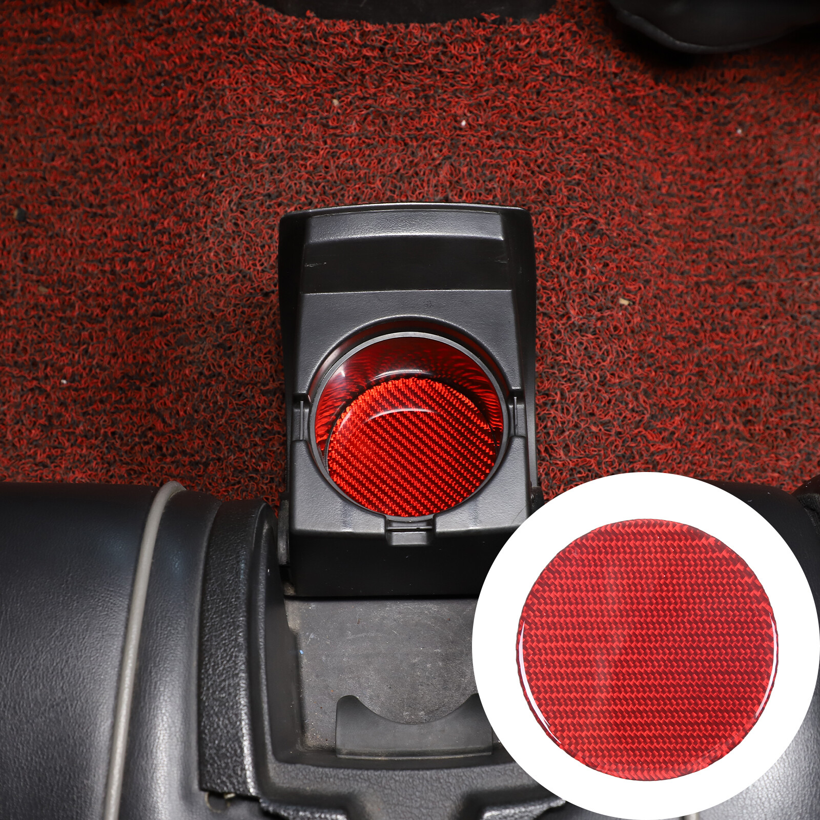 Red Carbon fiber Rear Cup Holder Slot Mat Sticker For Hummer H3 2005-09 ...