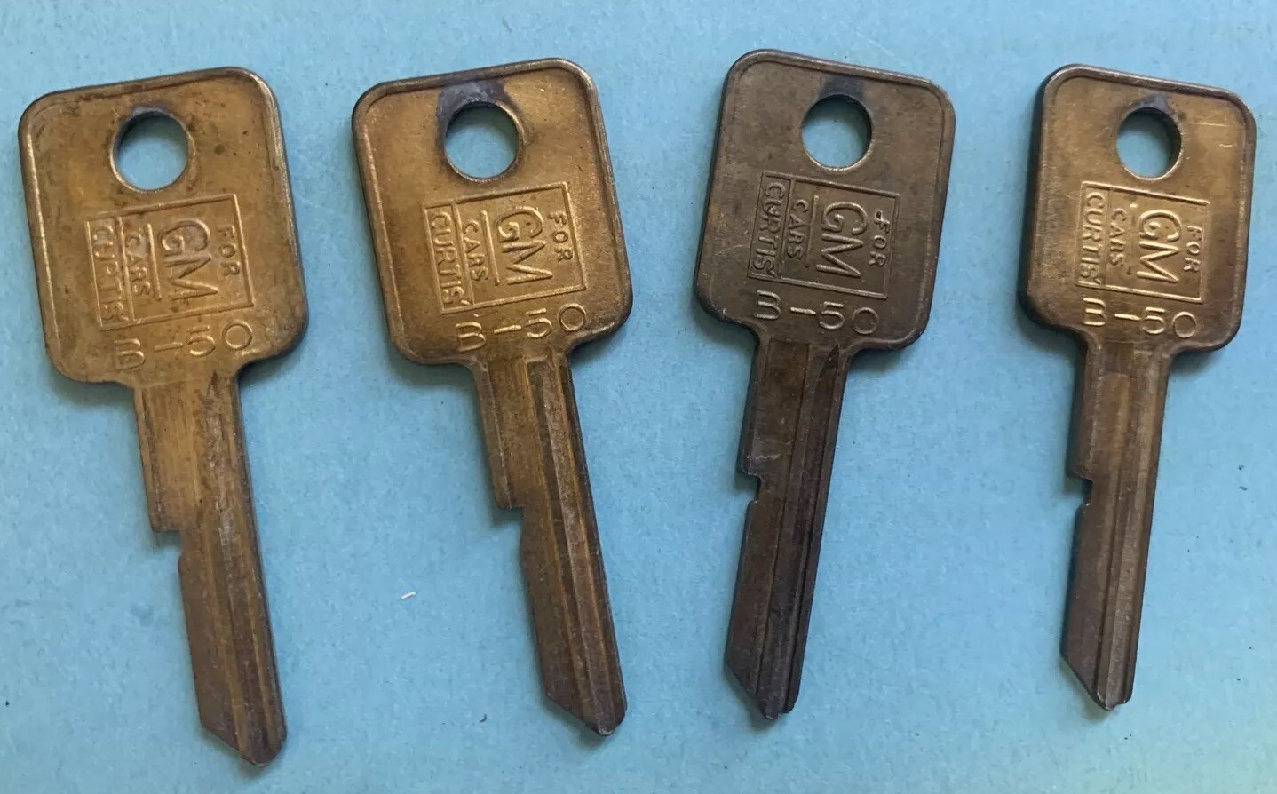 Curtis GM B-50 C blank brass key vintage car lot of 4 General Motors ...