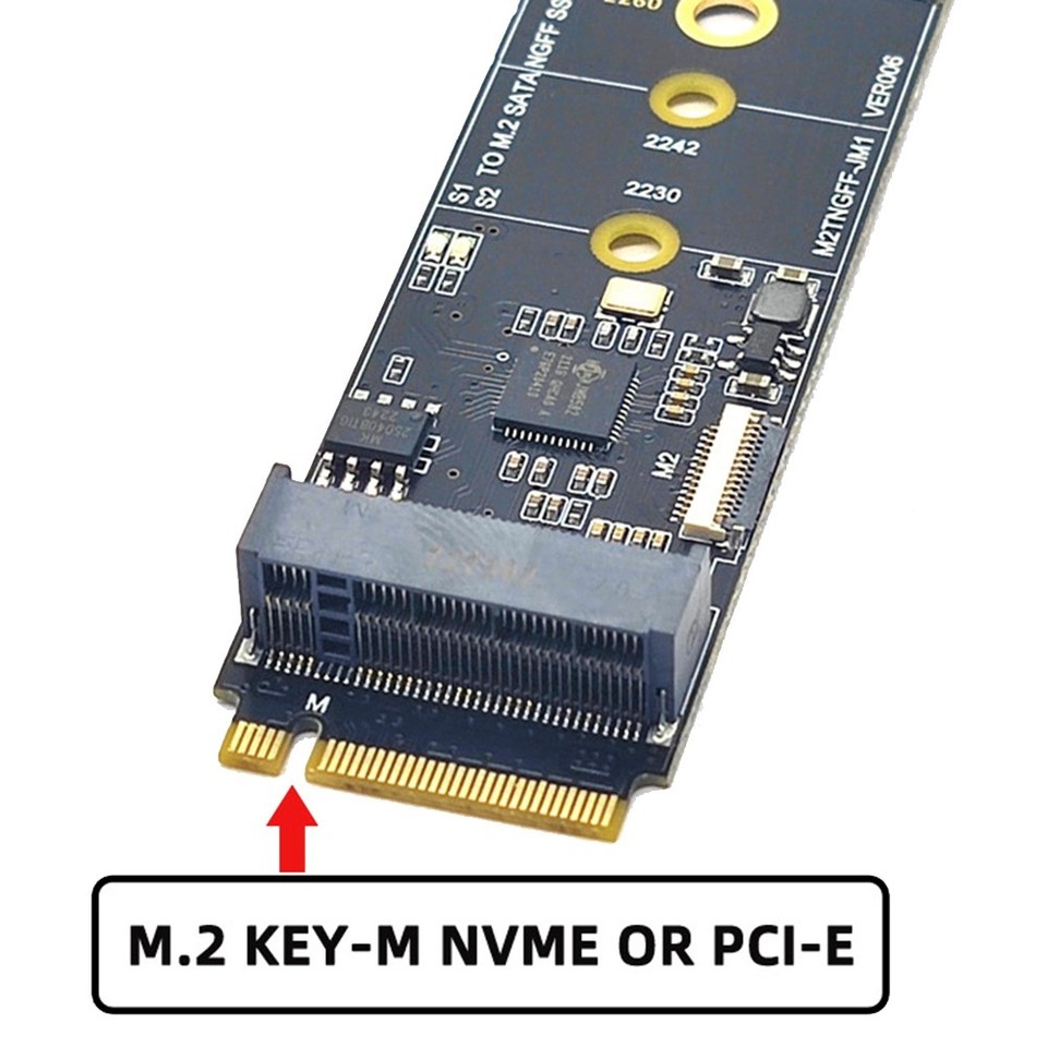 M2 KEY-M NVME PCI-E zu SATA3.0 Erweiterungskarte zu Festplatte Transfer ...